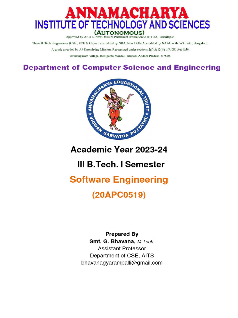 Software Engineering 20APC0519 Min | PDF | Software Development Process | Computer Program