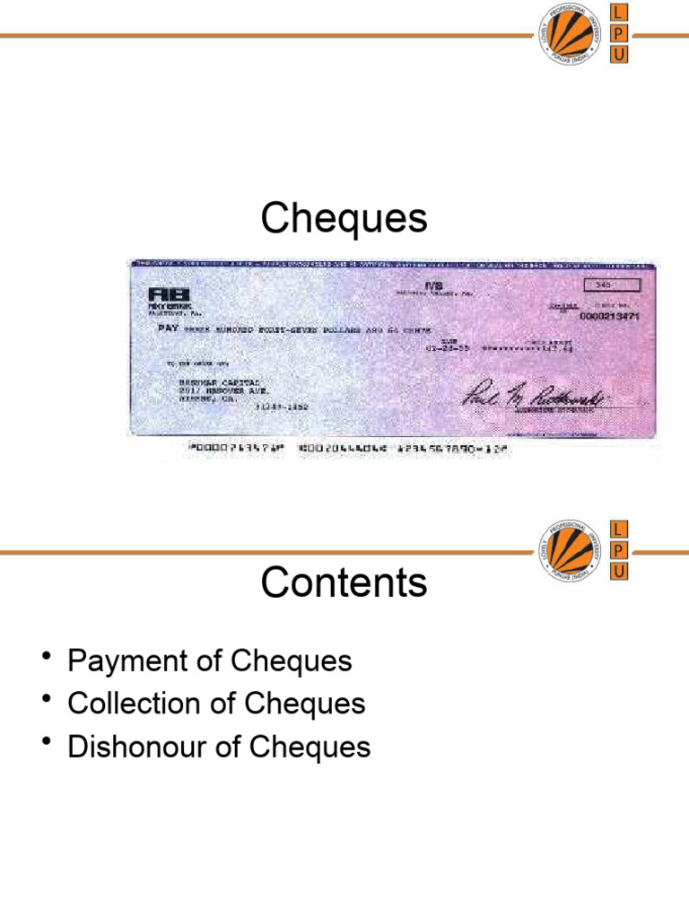 Cheques | Download Free PDF | Cheque | Negotiable Instrument