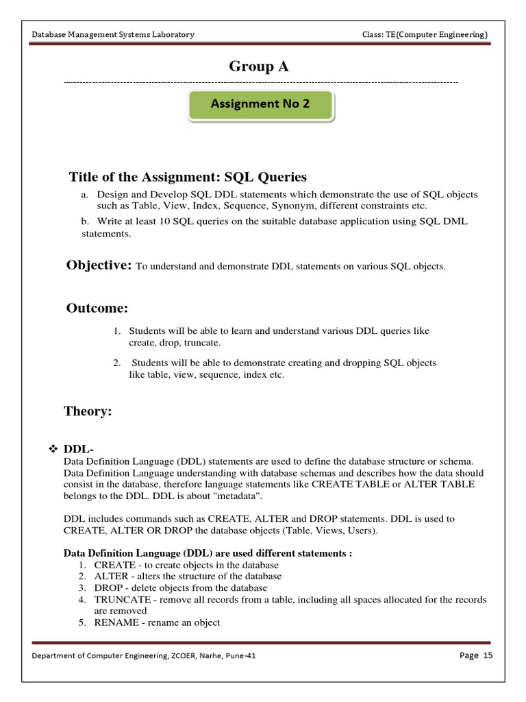 Dbms Exp 2 Theory | Download Free PDF | Databases | Sql Dbms Exp 2 Theory | Download Free PDF | Databases | Sql