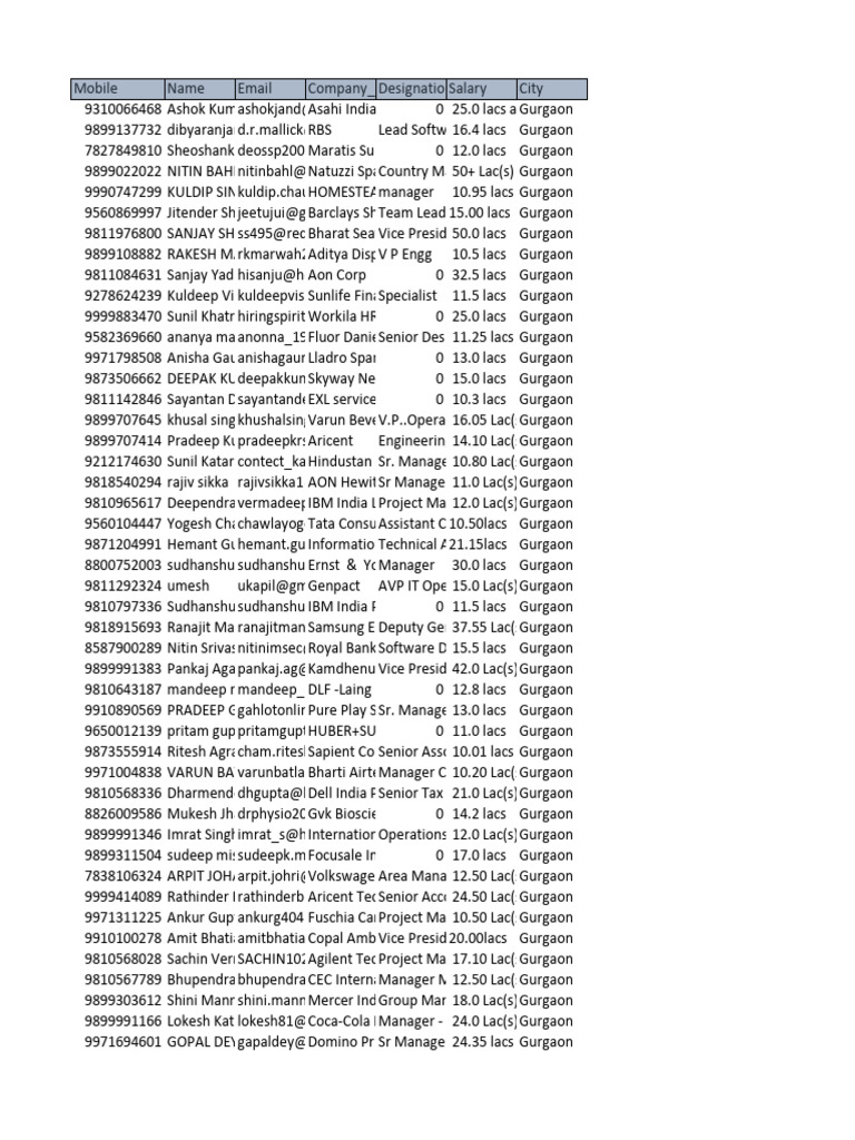 Sample Gurgaon HNI WF | PDF | Companies