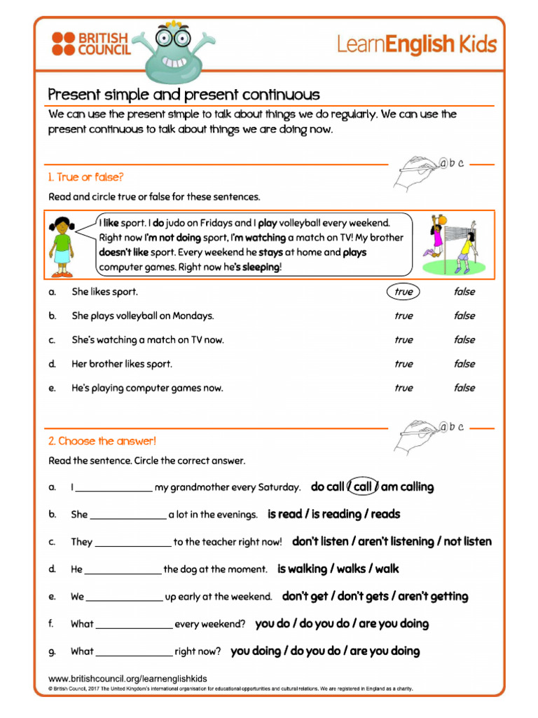 present simple continuous | PDF