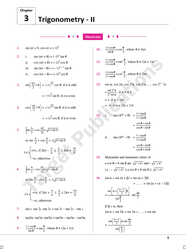 01 - XI-M1-03 Trigonometry - II - Solutions - 64dcc8dc39b99 | PDF | Trigonometry | Geometry