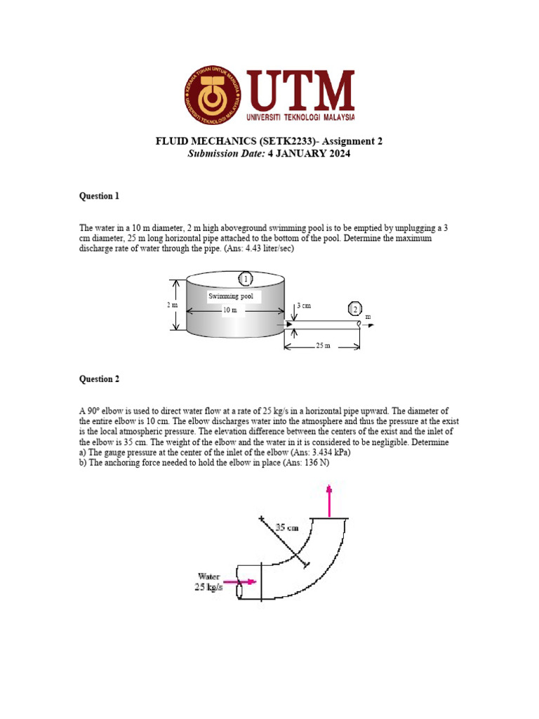 Assignment 2 20232024-1 | PDF | Pump | Pressure