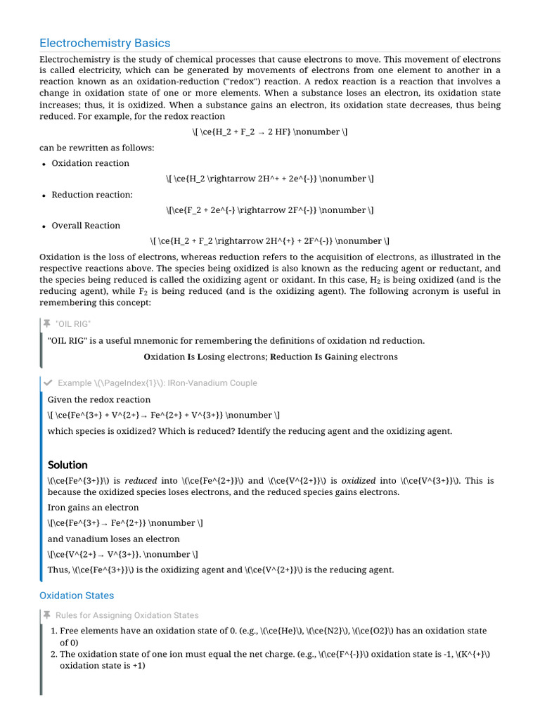 Electrochemistry Basics - Chemistry LibreTexts | PDF | Redox ...