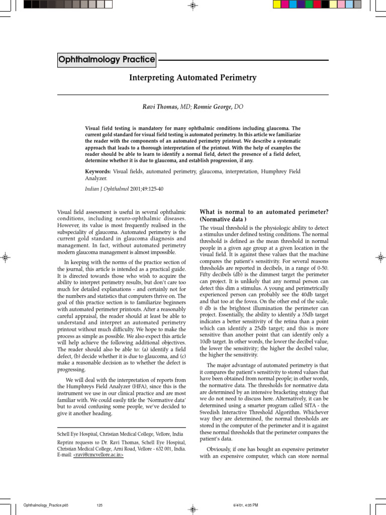Automated Perimetry | PDF | Visual Acuity | Glaucoma