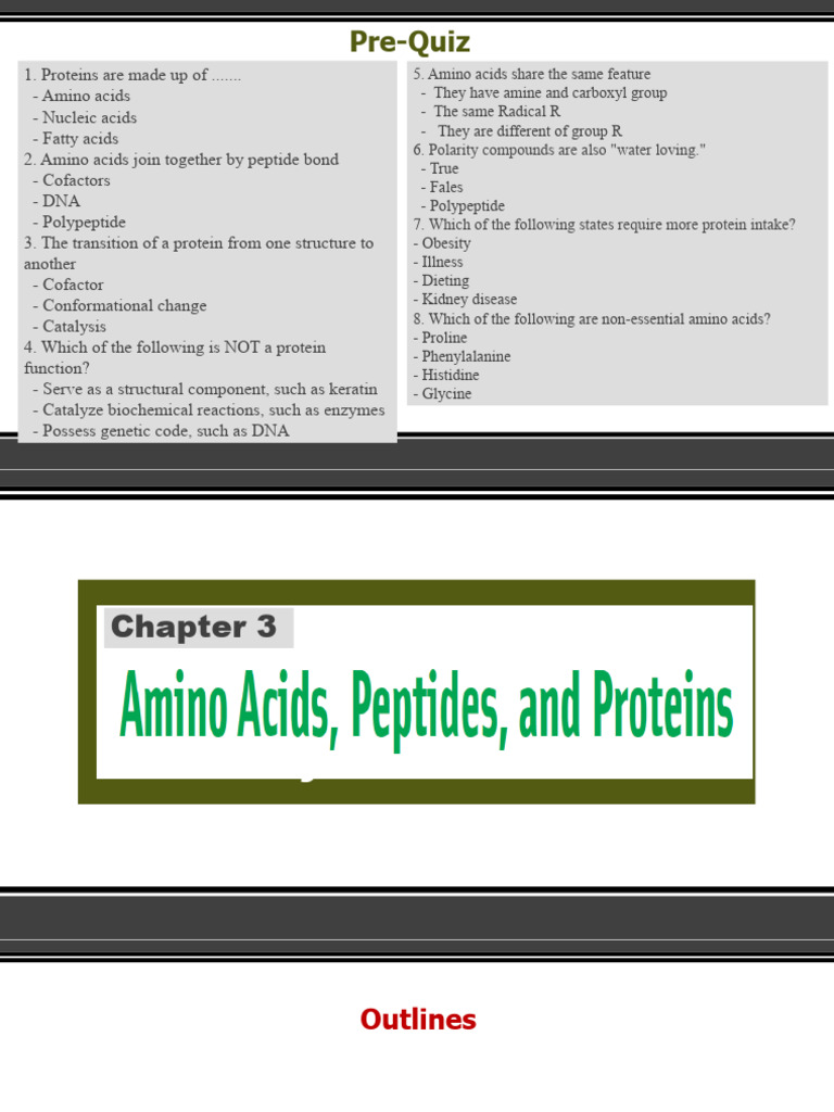 Protein Structure and Functions Quiz | PDF | Protein Structure | Amino Acid