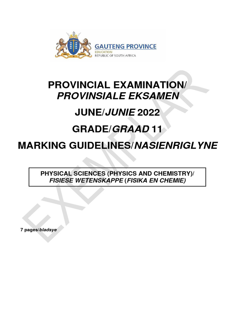Gr11 PS P2 (ENG & AFR) June 2022 Possible Answers | PDF | Intermolecular Force | Molecules