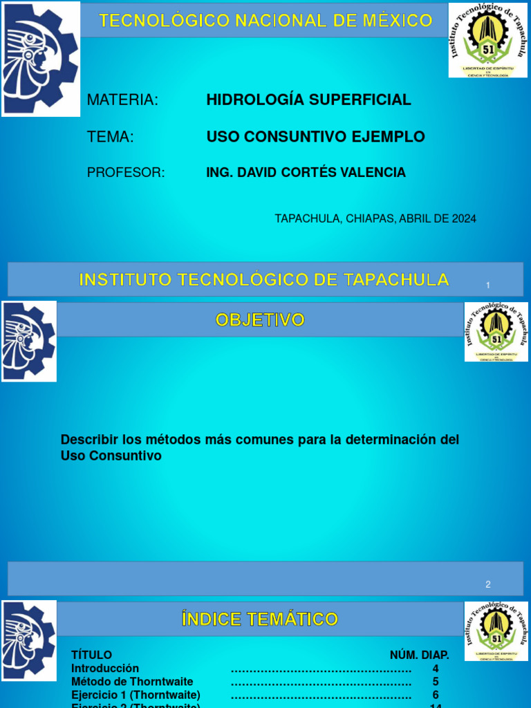 Presentación Hidr Superf Tema IV-2 Uso Consuntivo Ejemplo Ejercicios | PDF