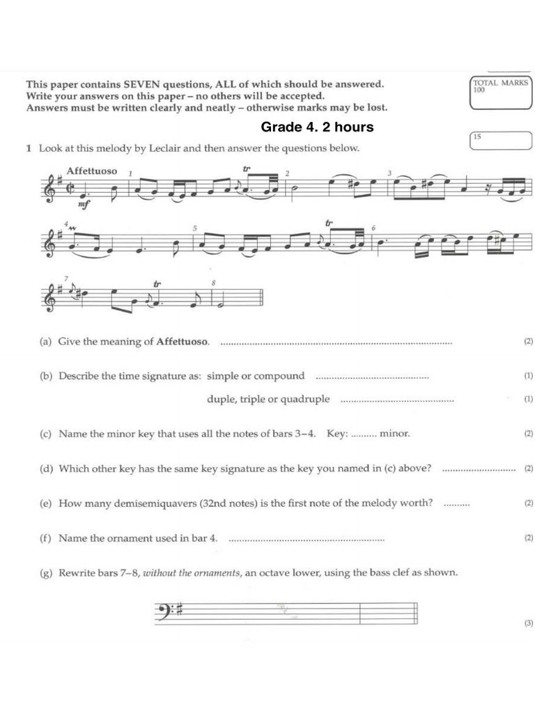 ABRSM Grade 4 Theory Paper 1 | PDF