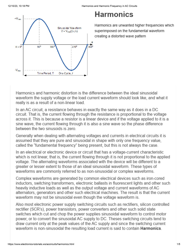 Harmonics and Harmonic Frequency in AC Circuits | PDF | Alternating ...