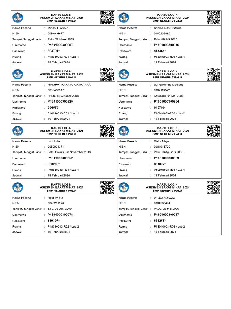 19-02-2024 Kartu Login ABM | PDF