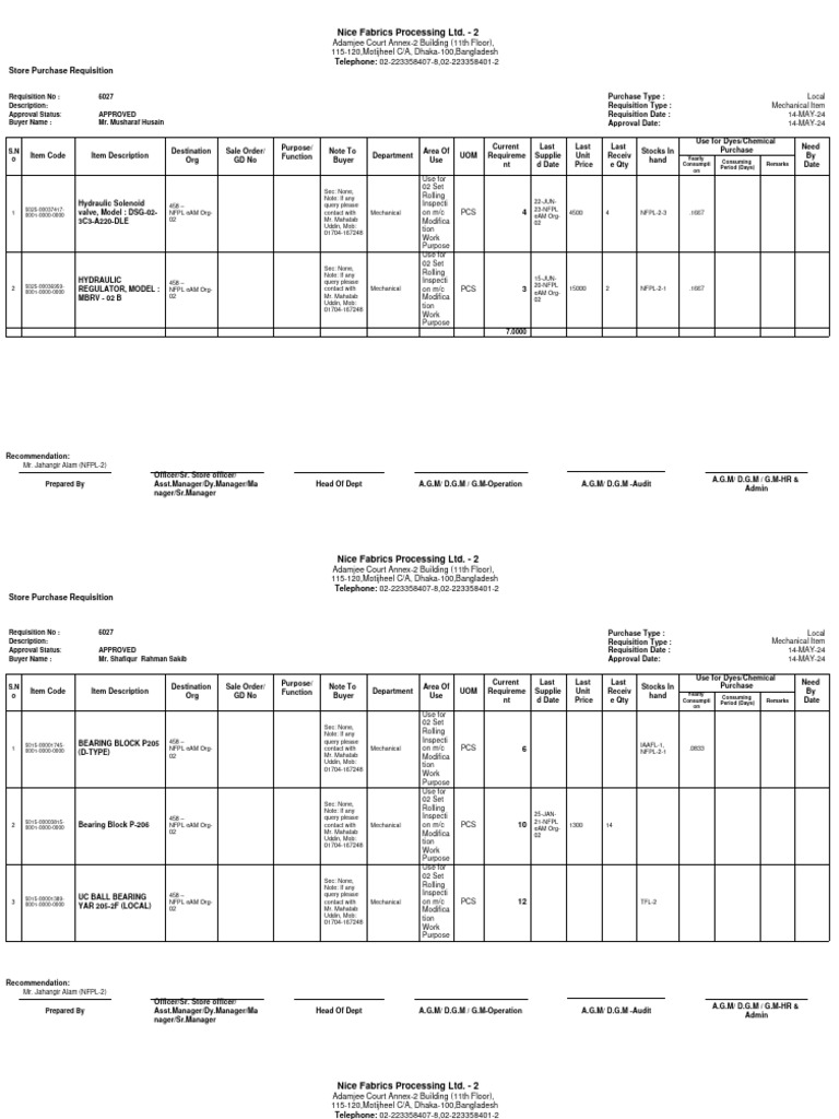 Purchase - Requisition 6027 | PDF | Mechanical Engineering | Manufactured Goods
