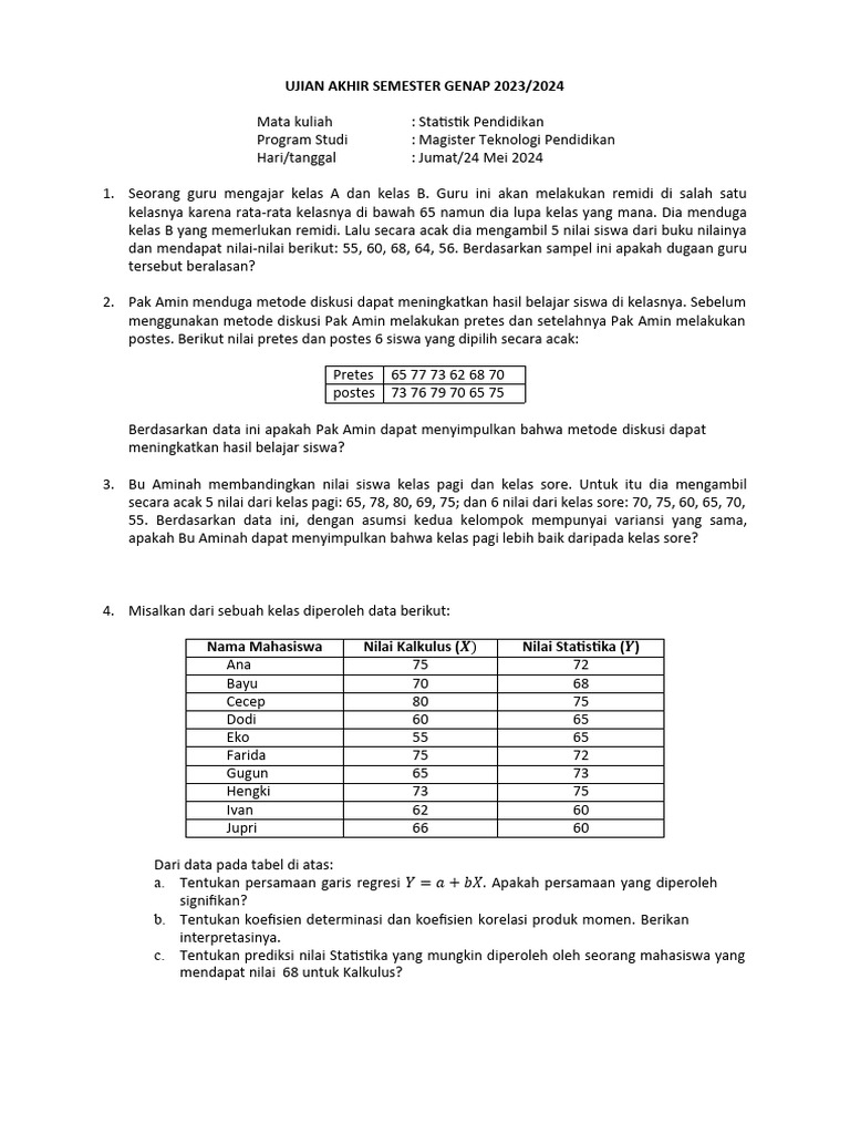 Uas Statistik TP2024 | PDF