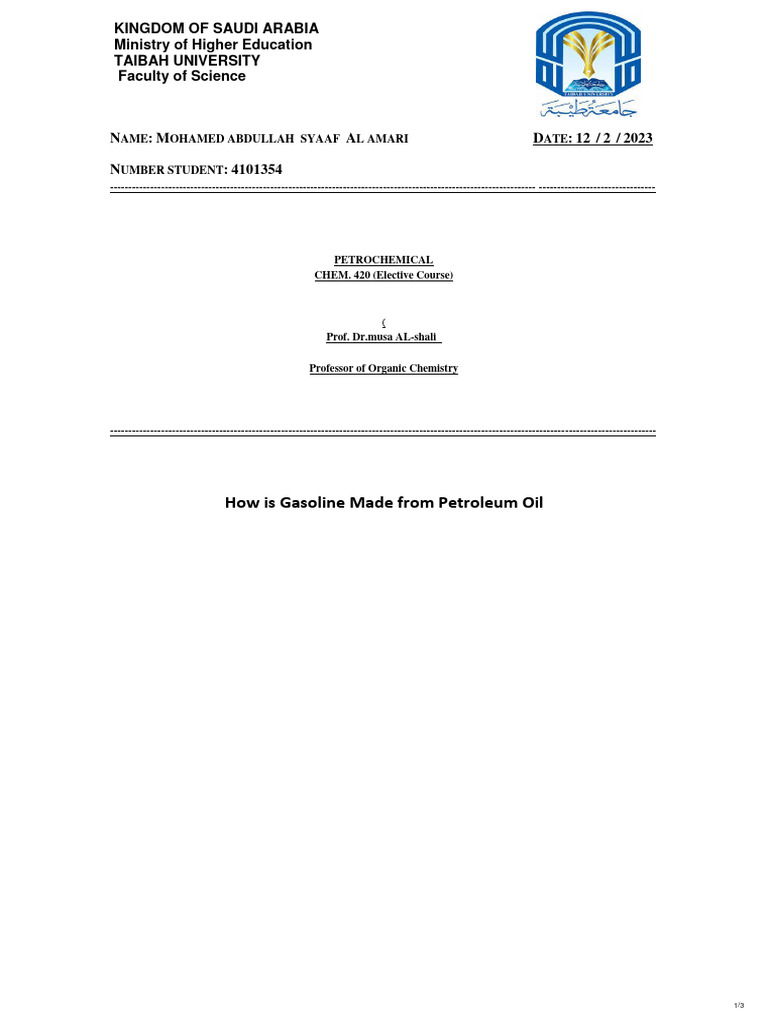 How Is Gasoline Made From Petroleum Oill | PDF | Petroleum | Gasoline