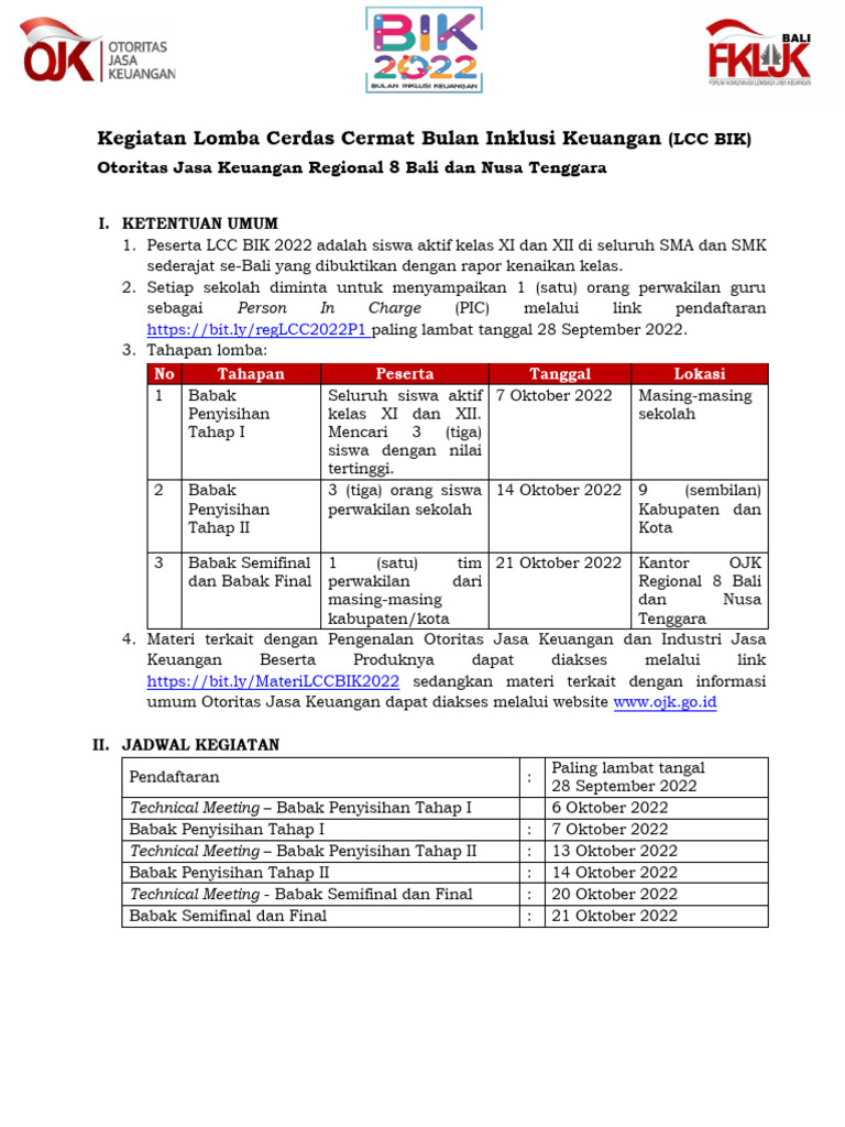 Panduan LCC BIK 2022 | PDF