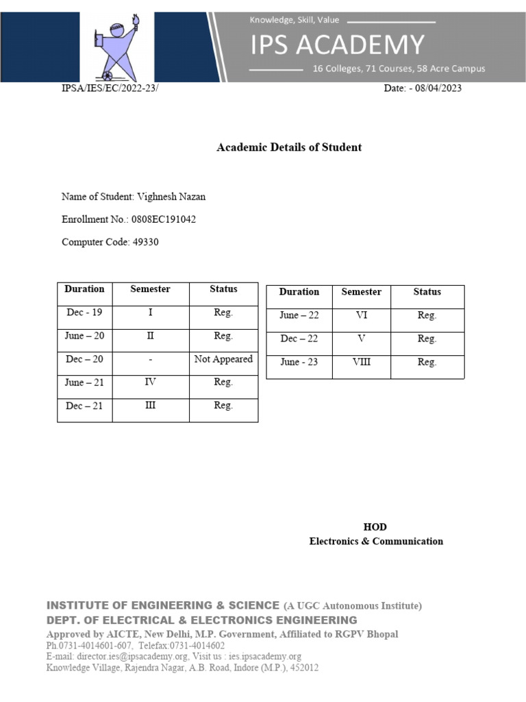 Student Academic Records 2022-23 | PDF | Engineering | Computer Engineering