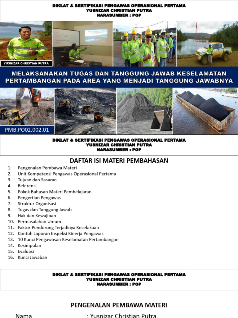 Melaksanakan Tugas Dan Tanggung Jawab Keselamatan Pertambangan Pada ...