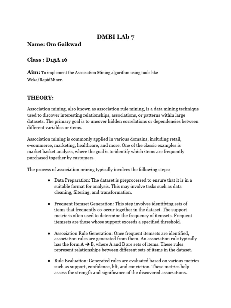 Dmbi Lab 7om | PDF | Information Technology Management | Applied Mathematics