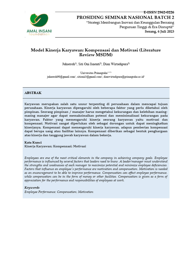 Model Kinerja Indri | PDF