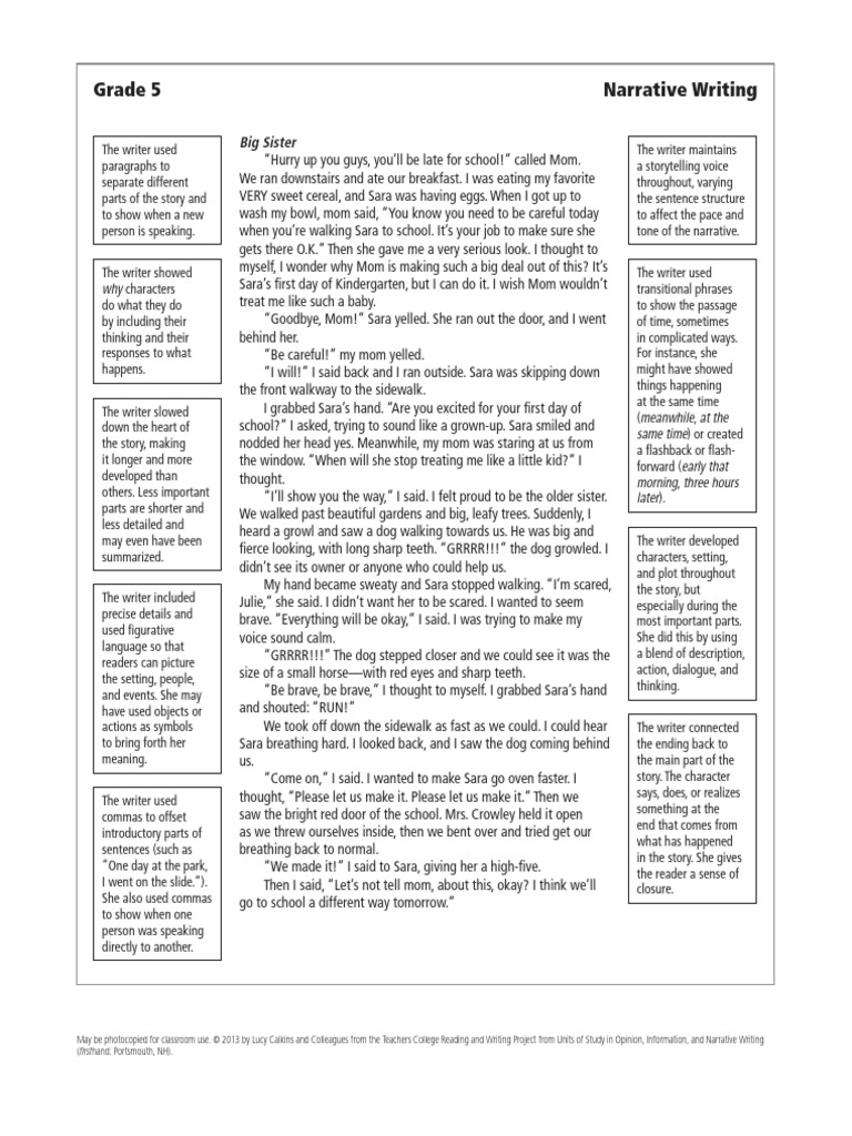 Grade 5 Narrative Exemplar | PDF