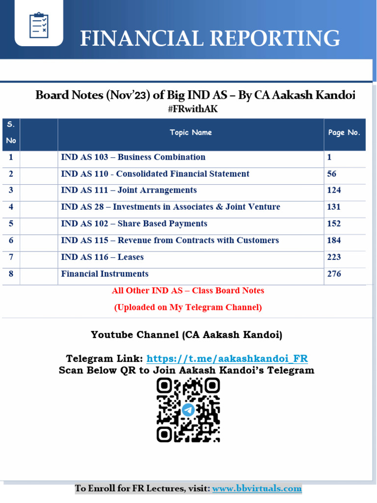 Aakash Kandoi's IND AS Financial Notes | PDF | Mergers And Acquisitions ...