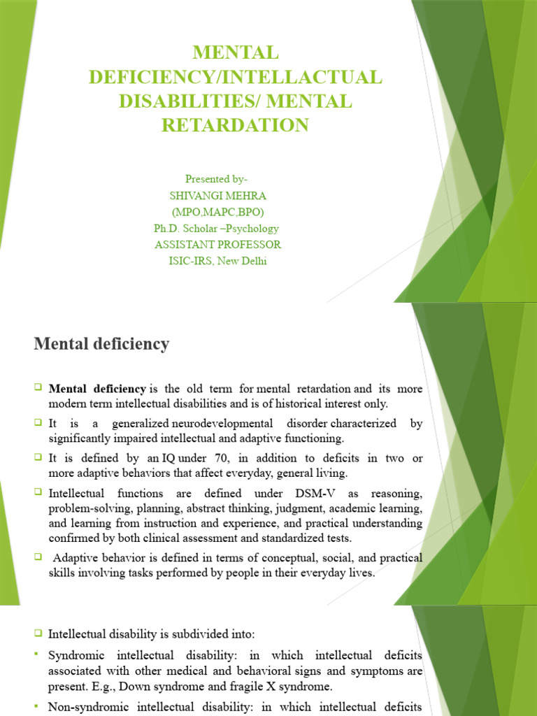 Mental Deficiency | PDF | Intellectual Disability | Autism Spectrum