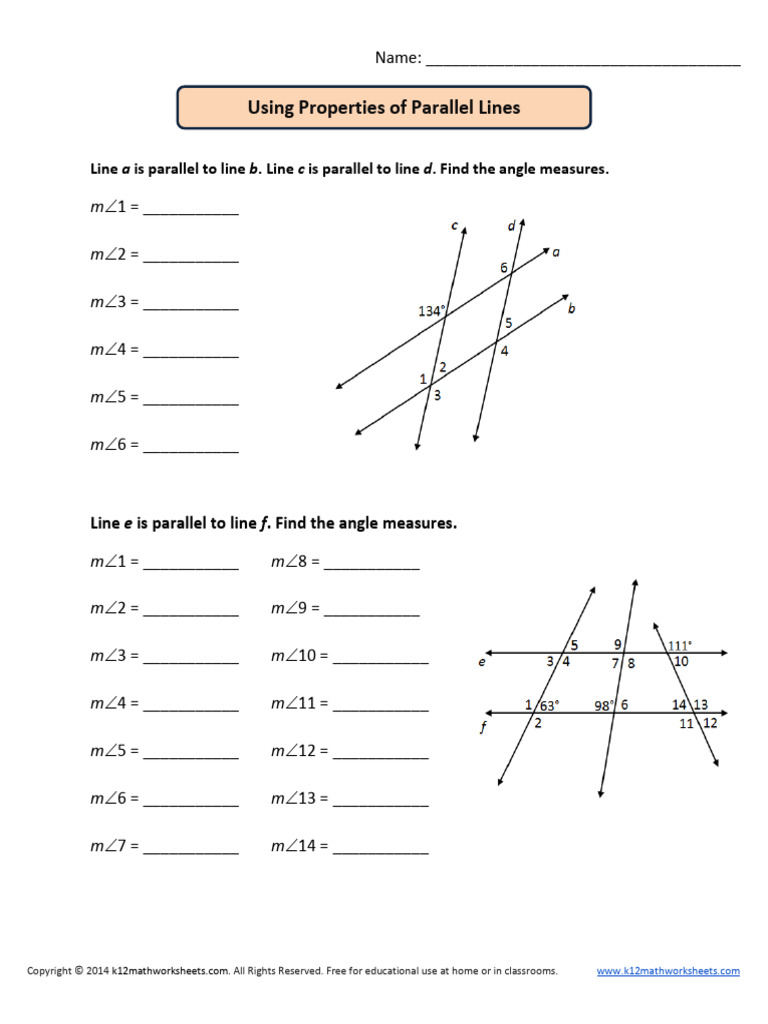 Using Properties Parallel Lines | PDF | All Rights Reserved ...