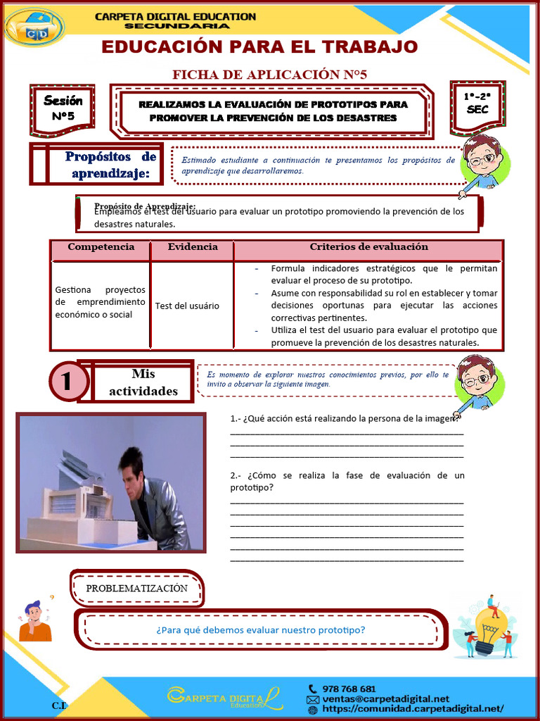 1°-2° Ficha de Aplicación-Sesión5-Sem.5-Exp.3-Educacion para El Trabajo | PDF | Evaluación ...