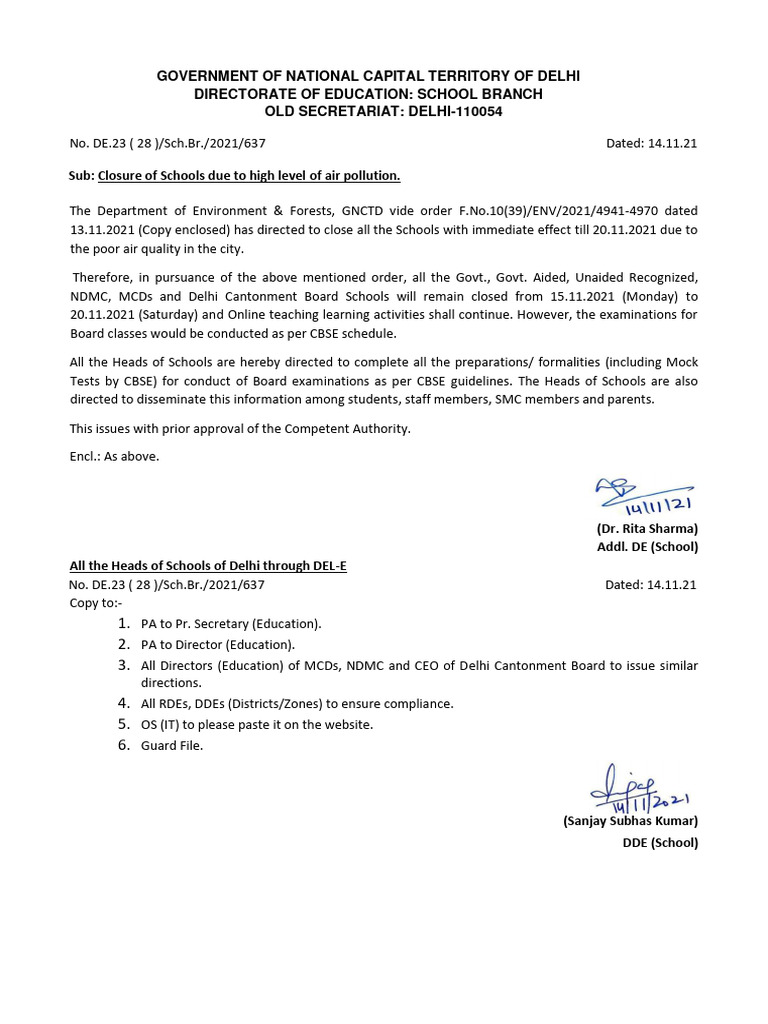 Closing of Schools Circular Final | PDF