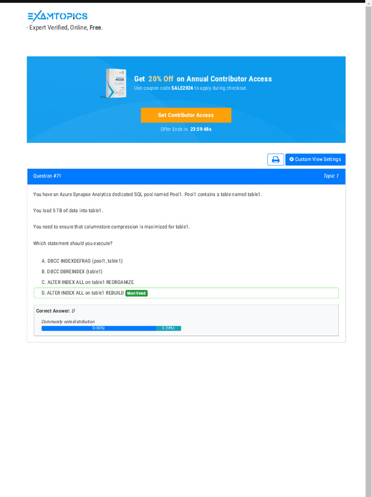 20% Off Annual Contributor Access | PDF | Table (Database) | Sql