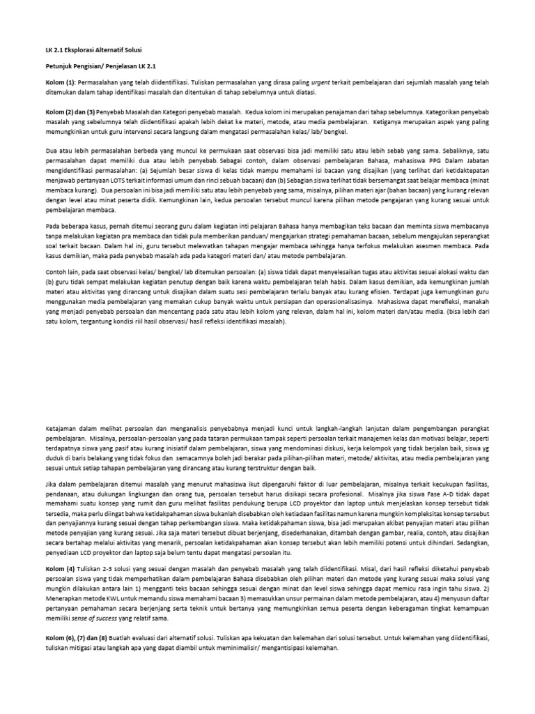 LK 2.1 Eksplorasi Alternatif Solusi - Stefanus Fabianus Lendu, S.PD | PDF | Kesehatan Holistik