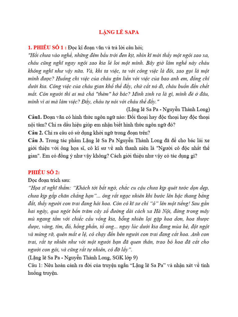 LẶNG LẼ SAPA | PDF