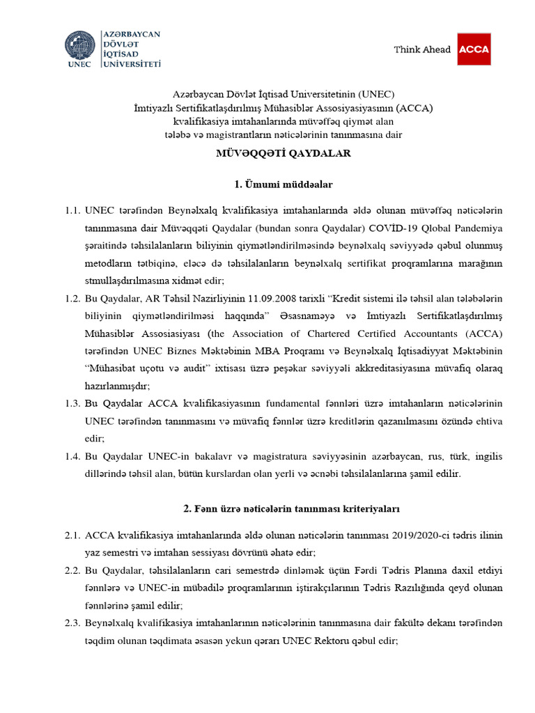 ACCA Qaydalar | PDF