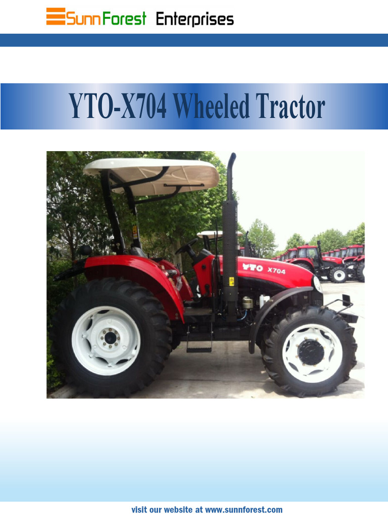 Wheeled Tractor YTO X704 Technical Specification | PDF | Tractor | Diesel Engine