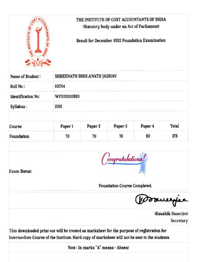 Cma Foundation Pass | PDF