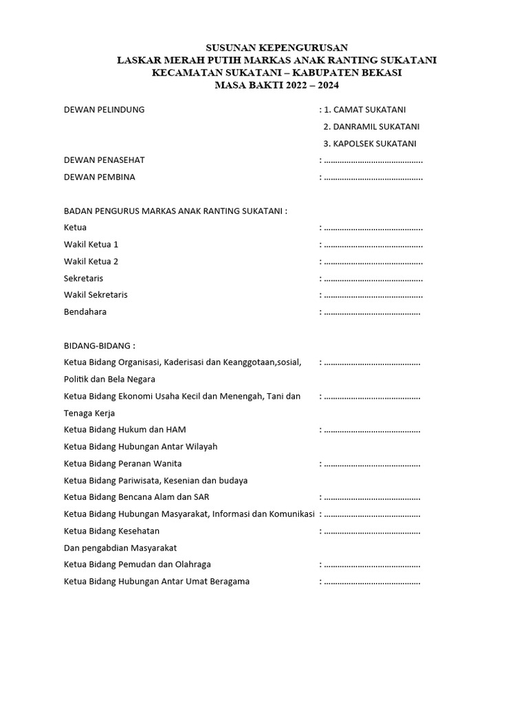 Susunan Pengurus Laskar Merah Putih | PDF