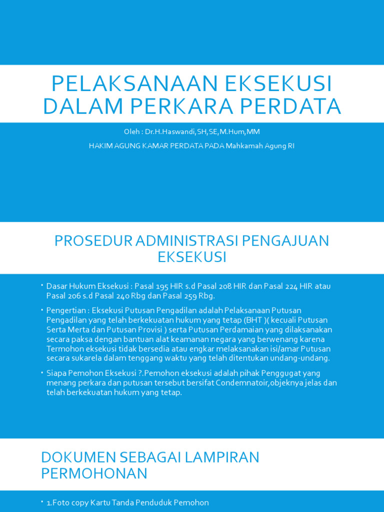 Prosedur Eksekusi Perkara Perdata | PDF