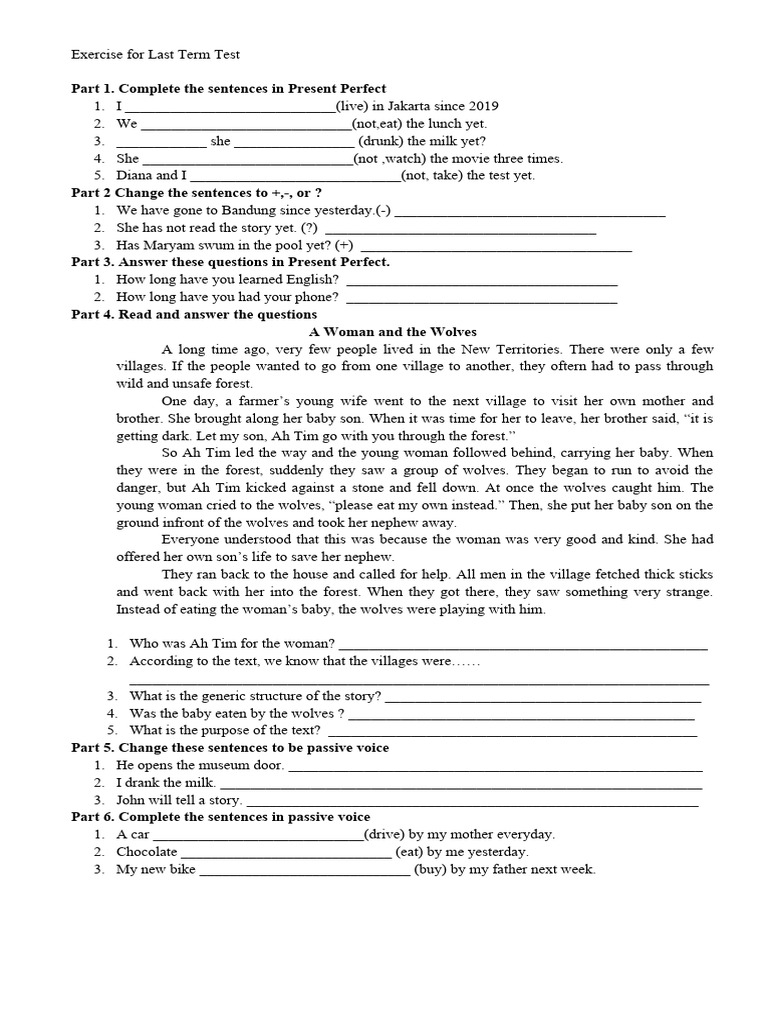 Exercise For Last Term Test | PDF | Lizard | Komodo Dragon