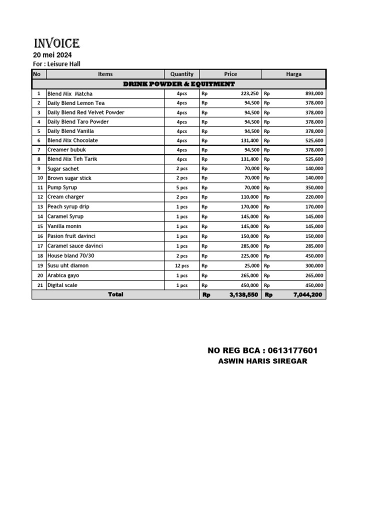 Invoice | Download Free PDF | Foods | Drink
