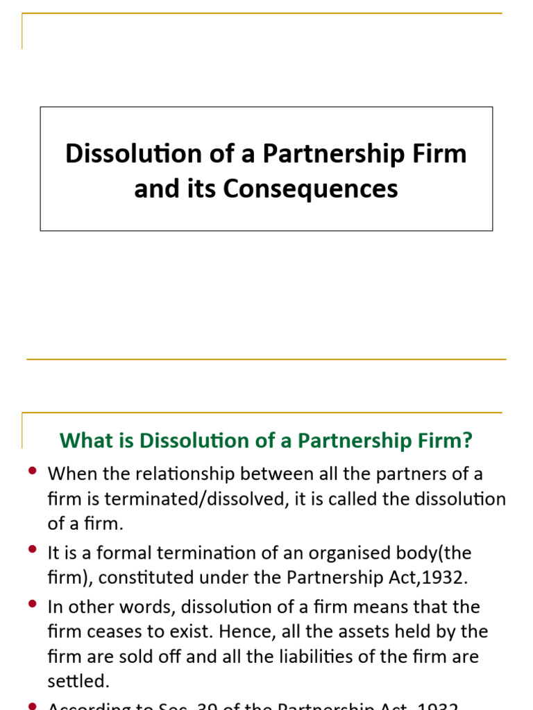 Partnership Firm Dissolution Explained | PDF | Partnership | Liquidation