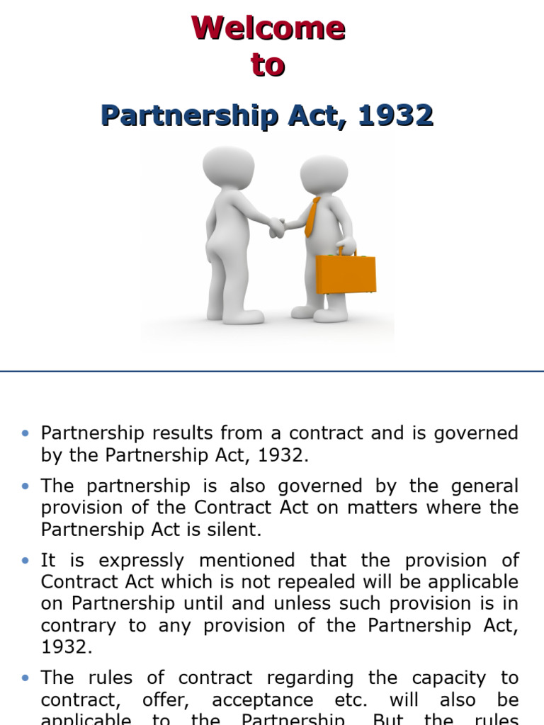 Partnership Act, 1932 | PDF | Partnership | Law Of Agency
