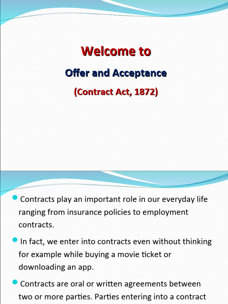 Understanding Offer and Acceptance in Contracts | PDF | Offer And ...