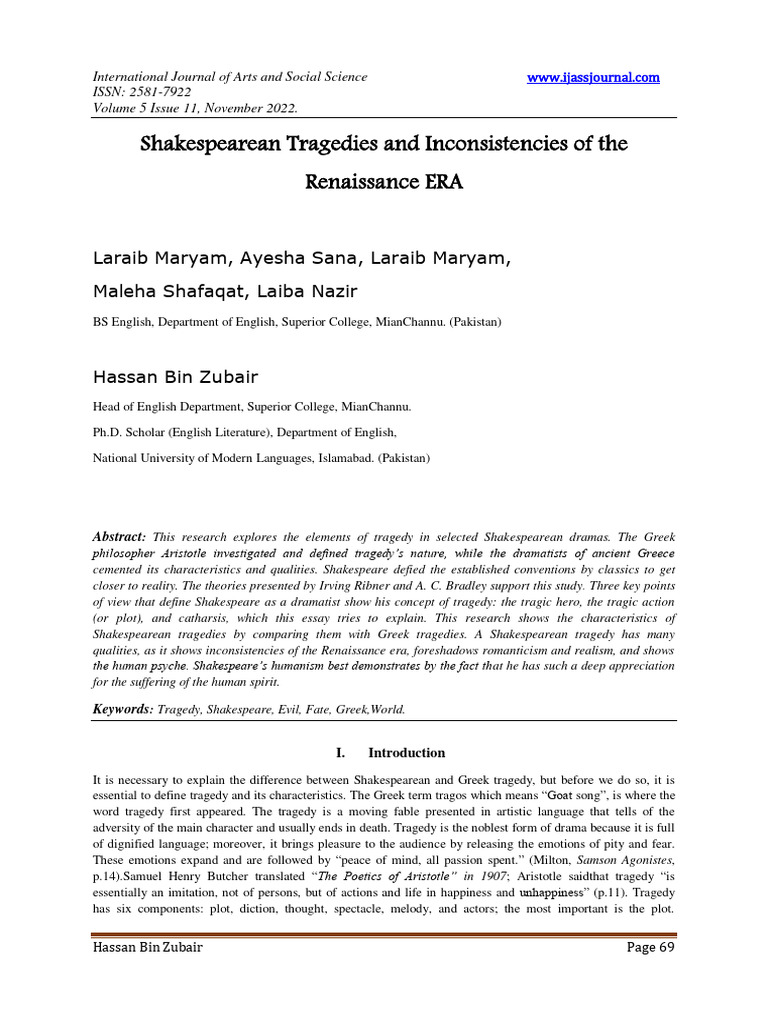 Shakespearean Tragedies and Inconsistenc-98528047 | PDF | Tragedy | William Shakespeare