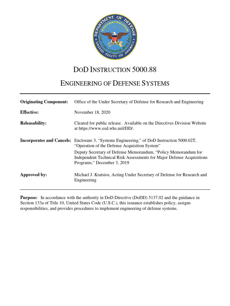 DOD Instruction 5000.88 Overview | PDF | Engineering