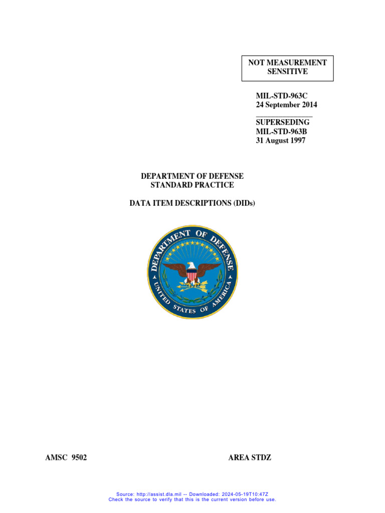 MIL-STD-963 Data Item Descriptions (DIDs) | PDF | Information | United ...