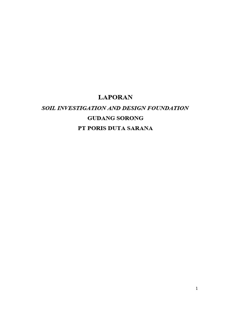 Laporan Soil Investigation Gudang Sorong | PDF | Teknologi & Rekayasa