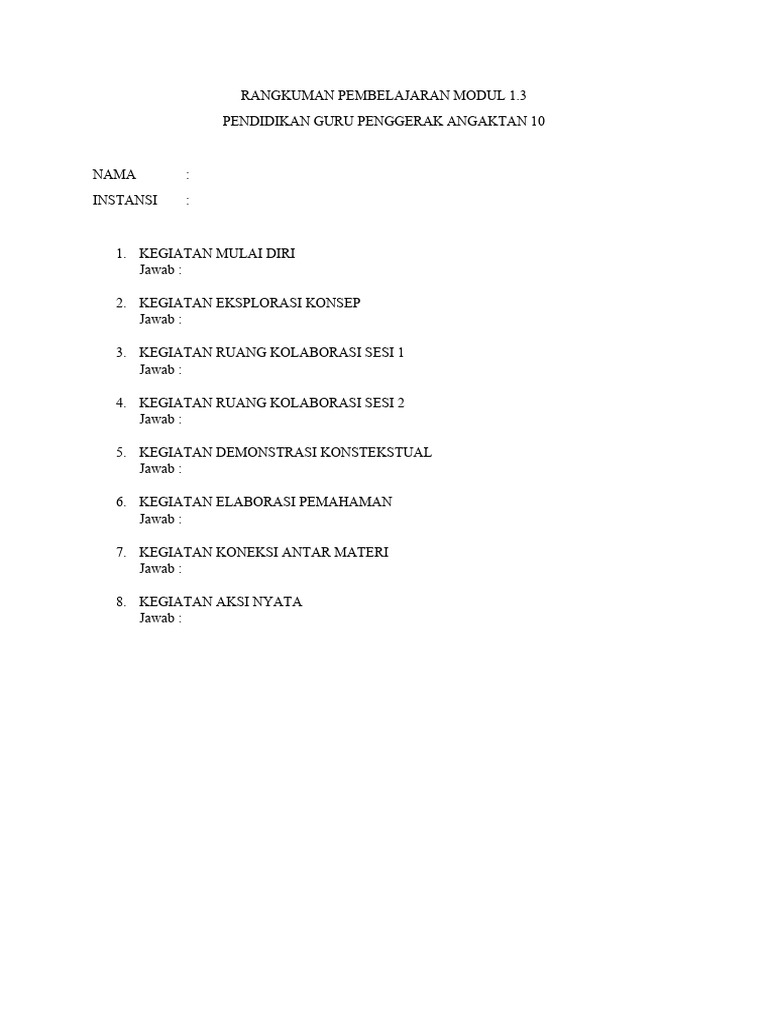 Modul 1.3 Rangkuman Pembelajaran | PDF