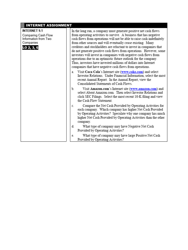 Comparing Cash Flow: Coca Cola vs. Amazon | PDF | Finance & Money ...
