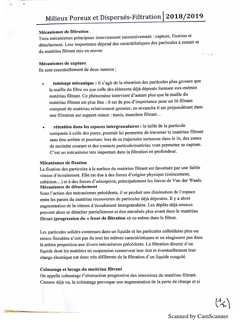 Milieux Poreux Et Dispersés-Filtration | PDF