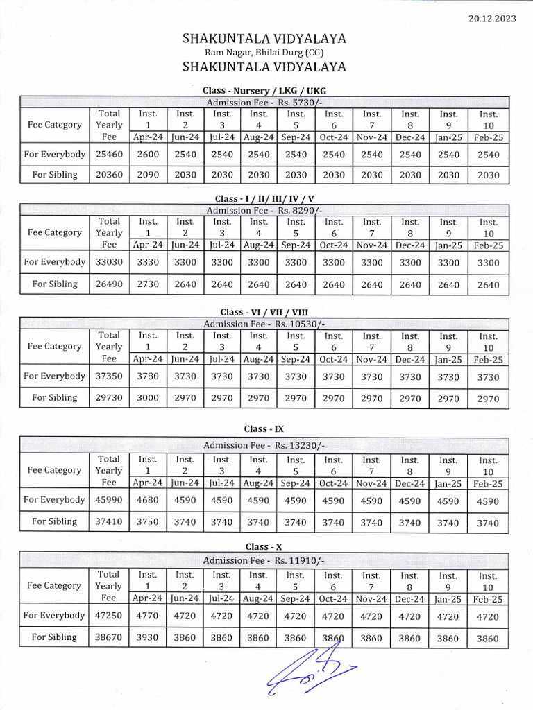 SVR CBSE Fees Structure 2024 25 - 20240109 - 0001 | PDF | Tax Refund | Service Industries